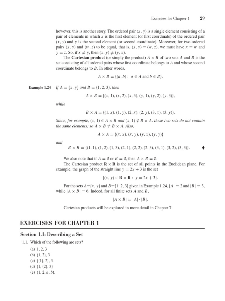 Cartesian Product: Exercises For Chapter 1 | PDF