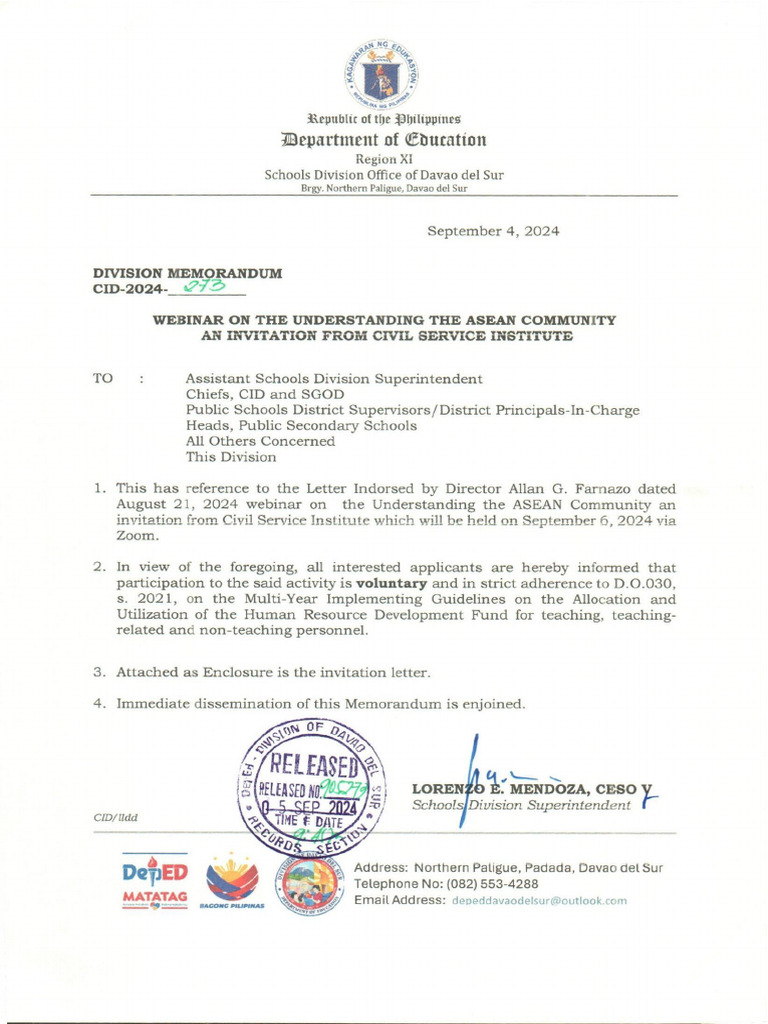 DM Cid 2024 273 Webinar On The Understanding The Asean Community An ...