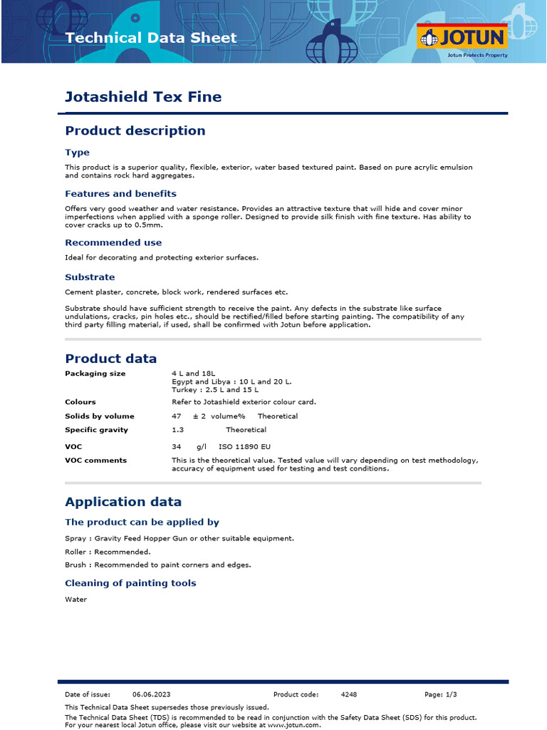Jotashield Tex Fine - TDS | PDF | Paint | Home & Garden