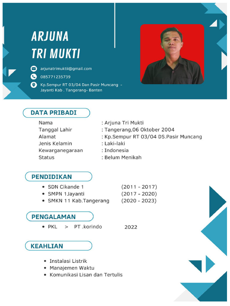 CV Arjuna Tri Mukti - 084438 | PDF