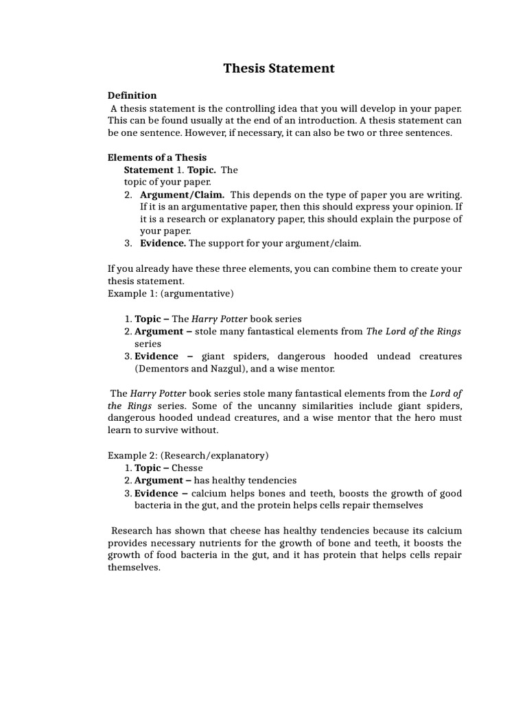 Thesis Statement | PDF