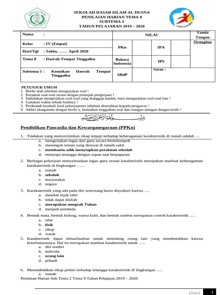 UH T8 ST 2 Tema 8 Kls 4A TH 2019-2020 | PDF