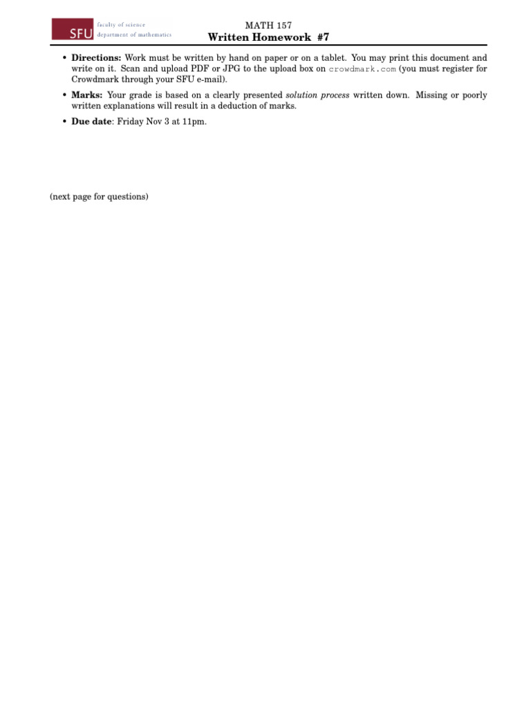 Written Homework #7: Directions | PDF