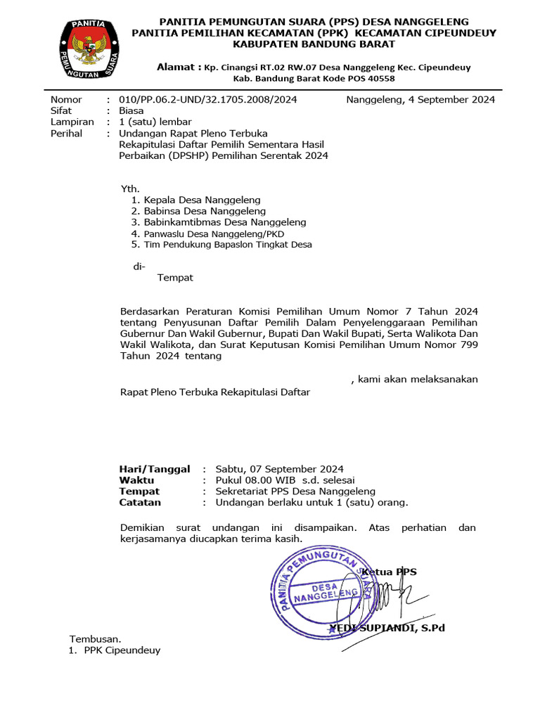 Undangan DPSHP Pps | PDF