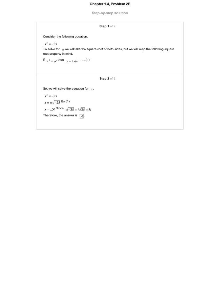 Step-By-Step Solution: Consider The Following Equation | PDF