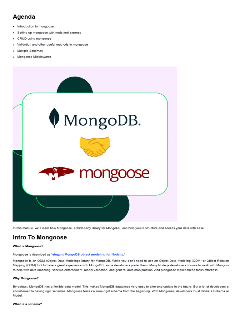 07 Introduction To Mongoose Pdf Mongo Db Technology And Engineering