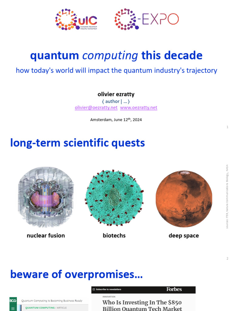 Olivier Ezratty Quantum This Decade QuiC Jun2024 | PDF