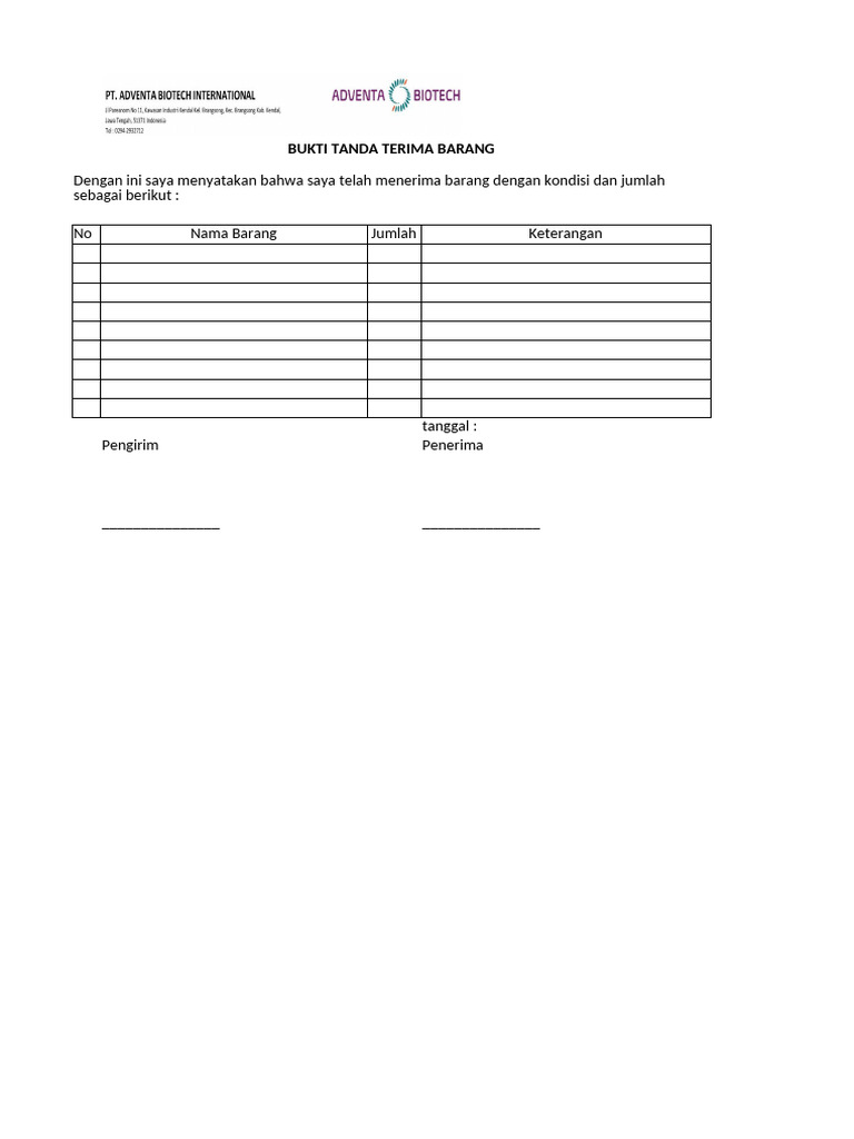 Form Tanda Terima | PDF