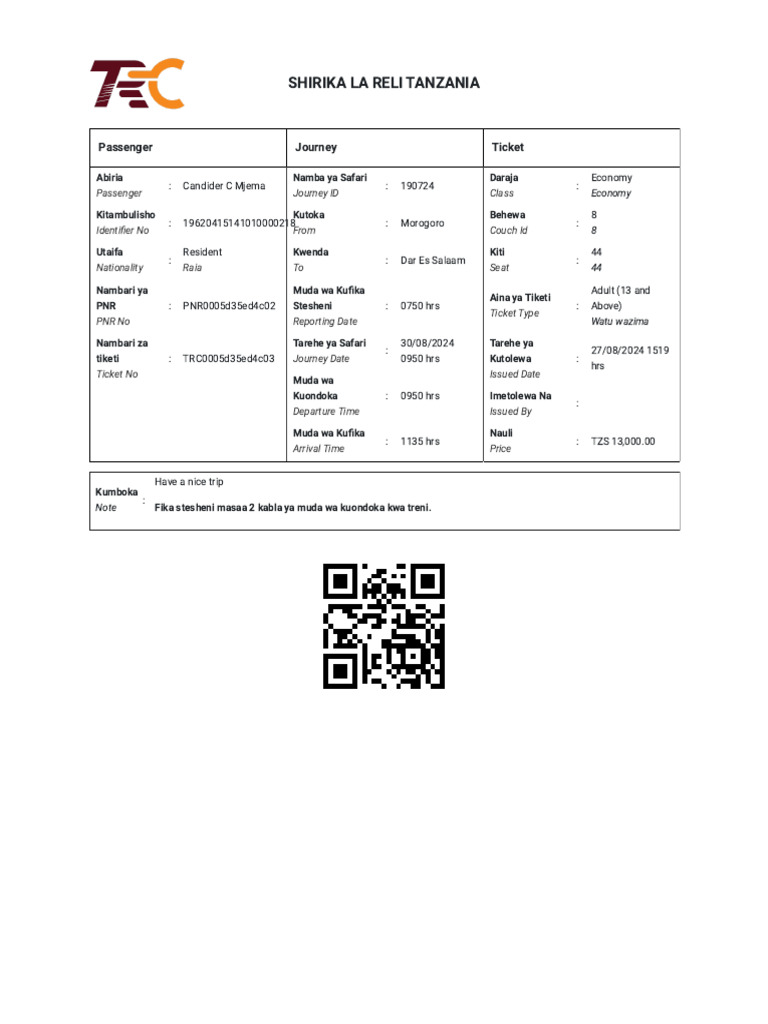 TRC SGR Ticketing Online Sales. Mom | PDF
