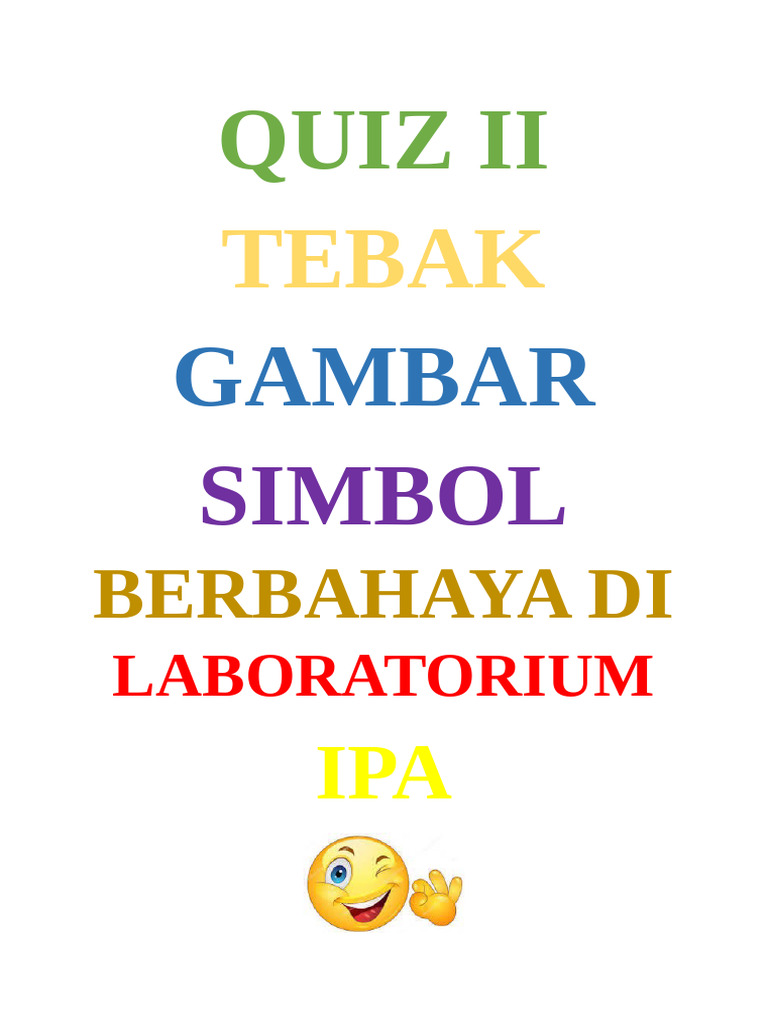 Quiz Ii Tebak Gambar Simbol-Simbol Bebahaya Di Lab Ipa | PDF