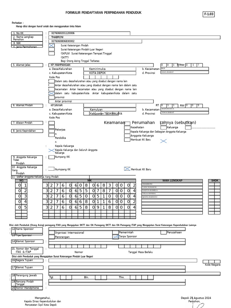 F1-03 Pindah Keluar | PDF