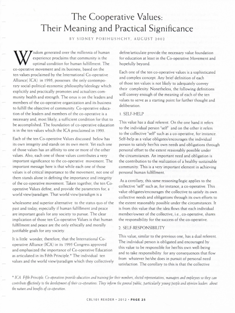 7 The Co Operative Values Their Meaning and Practical Significance ...