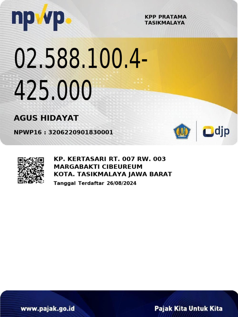 Agus Hidayat NPWP | PDF