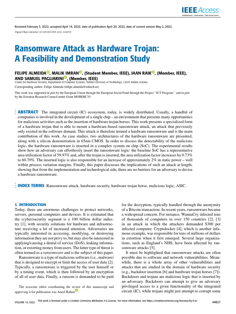 Ransomware Attack As Hardware Trojan A Feasibility and Demonstration ...