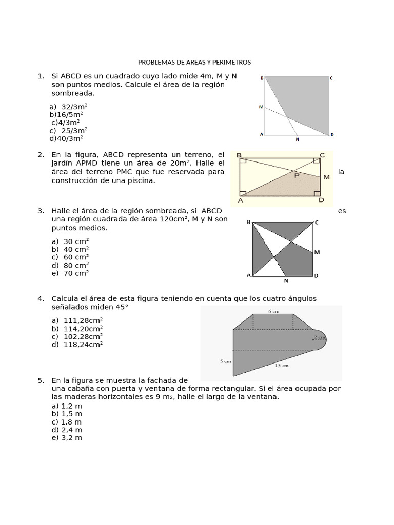 Problemas de Areas y Perimetros - A | PDF