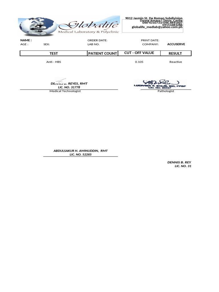 Esp. Test Serology | PDF