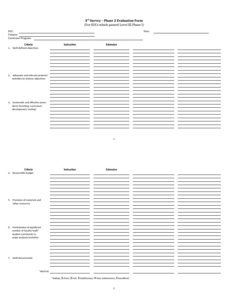 3rdSurvey Phase 2 Evaluation Form Fillable ForUndergraduatePrograms 1 | PDF