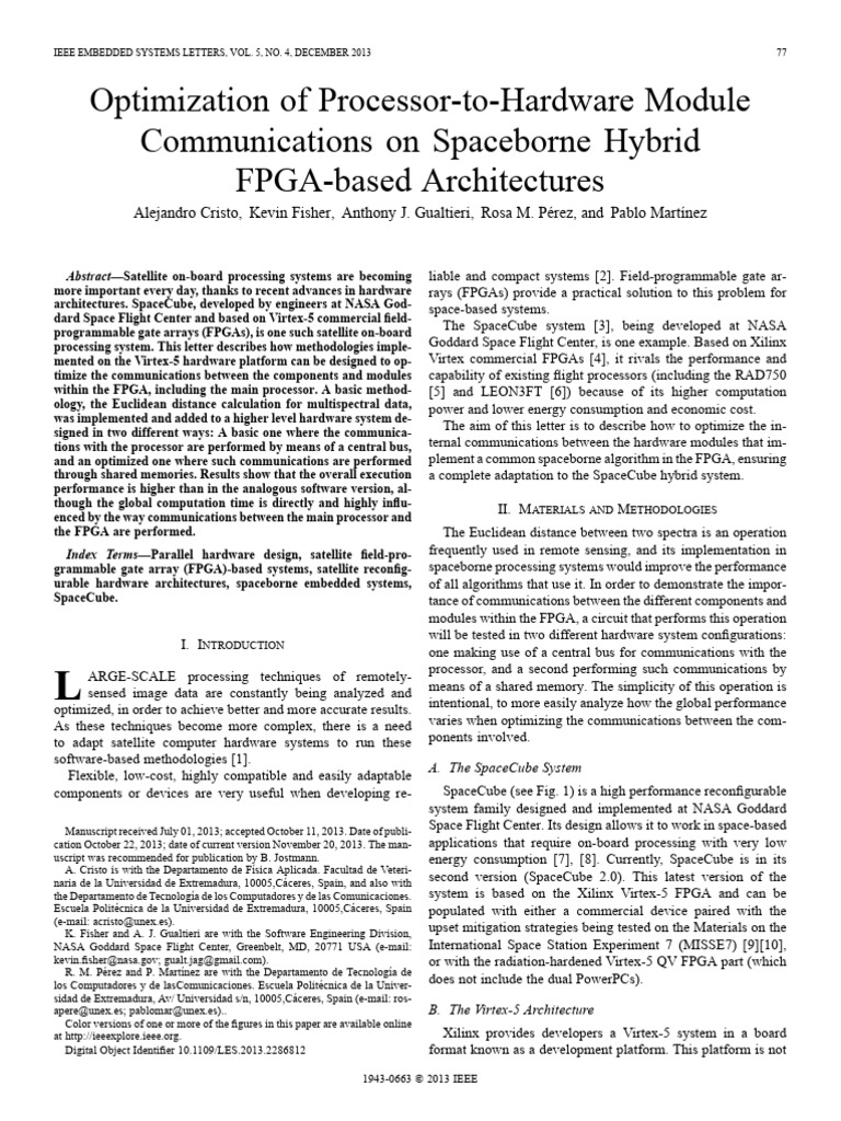 Optimization of Processor-To-Hardware Module Communications On Spaceborne Hybrid FPGA-based ...