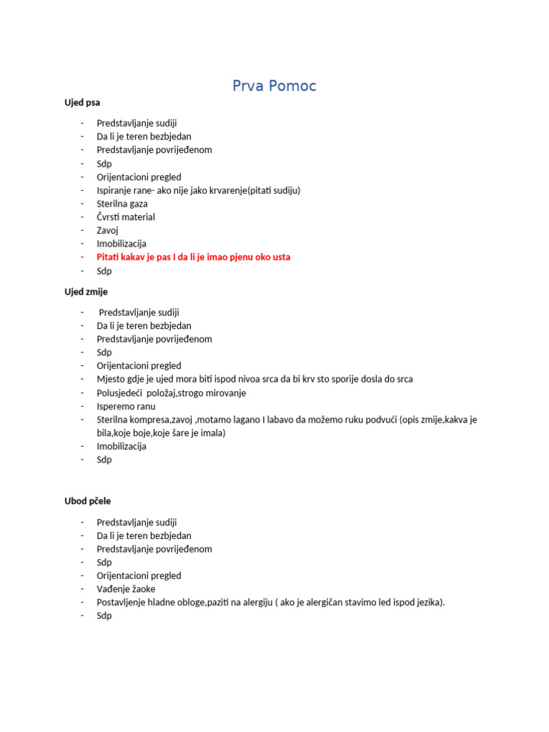 Prva Pomoc Sve | PDF