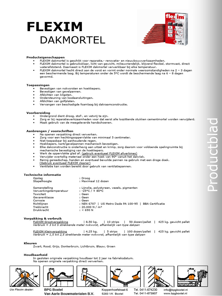 Flexim Kant en Klare Dakmortel Productblad | PDF