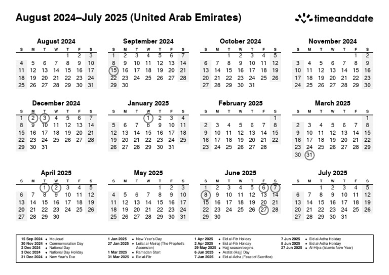 Calendar August 2024-July 2025 | PDF