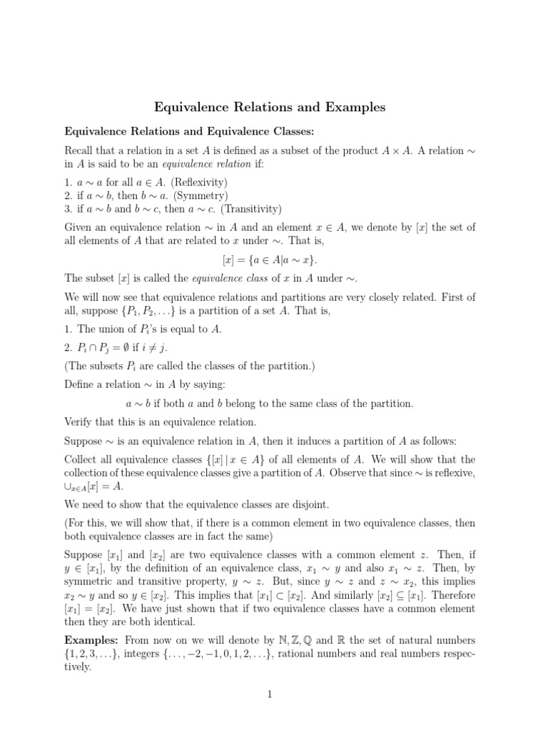 Equivalence Classes | PDF