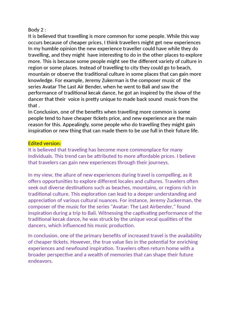 Sample Feedback ES Students | PDF