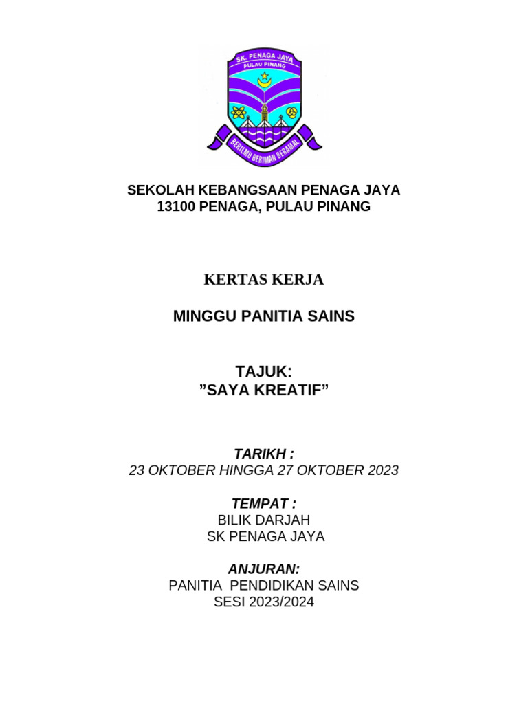 KERTAS KERJA MINGGU SAINS 2023 SKPJ New | PDF
