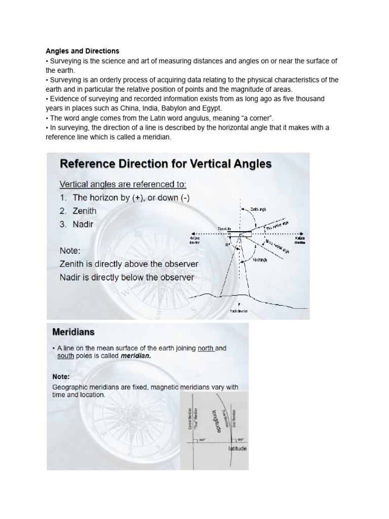 Lec5 - Cesurv30 - Angles, Azimuths and Bearings | PDF
