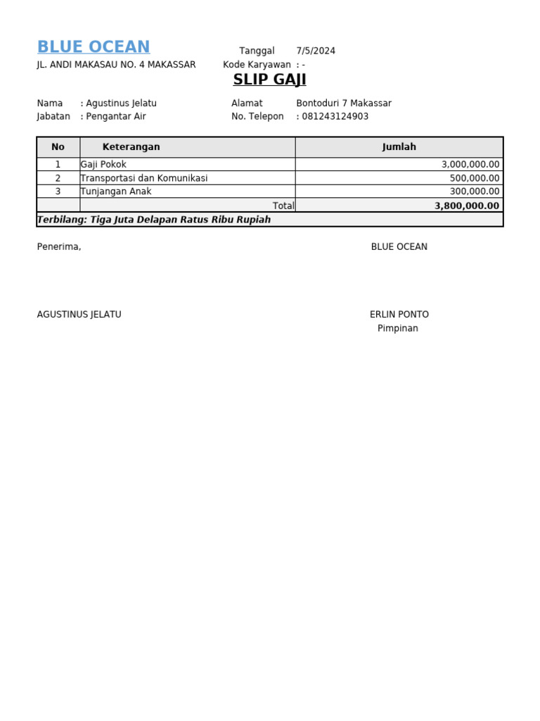 CONTOH SLIP GAJI | PDF