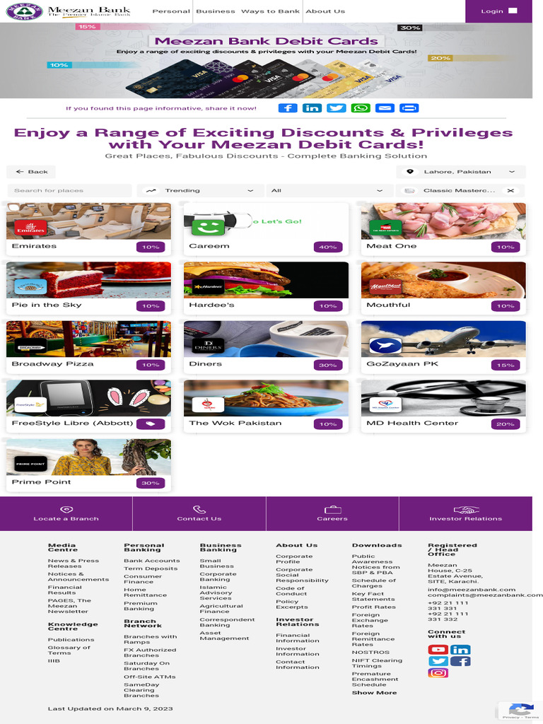Meezan Bank Card Discounts Meezan Bank | PDF