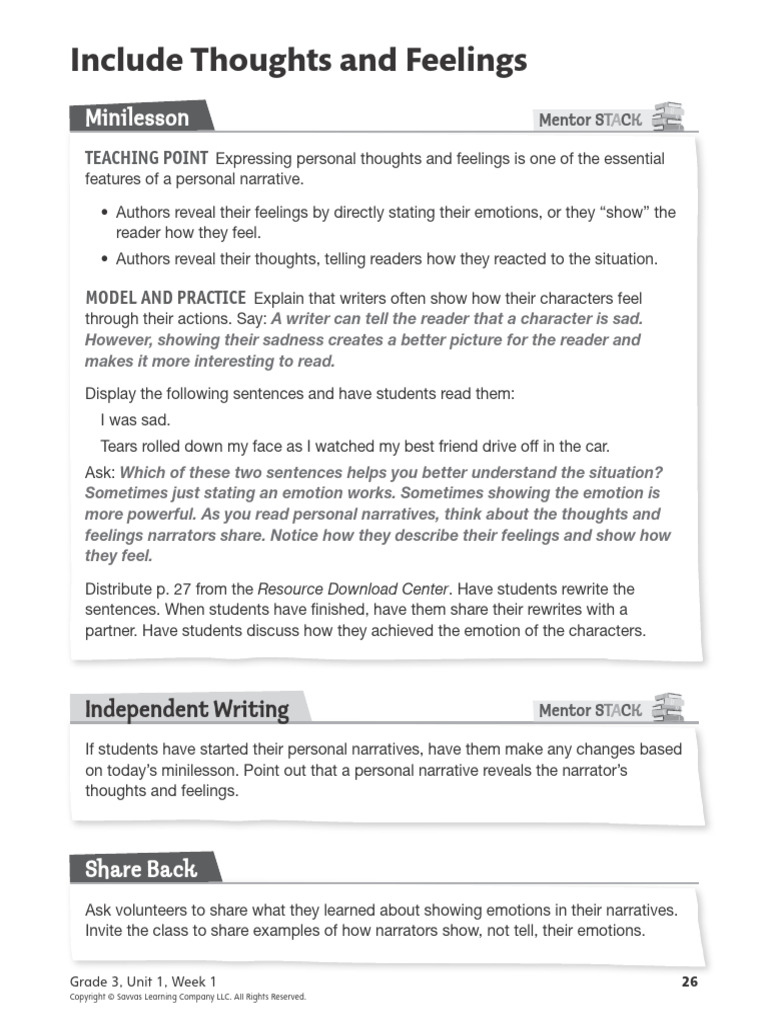 MV20 G3U1W1L2 Writing Workshop Minilessons Web | PDF | Career & Growth ...