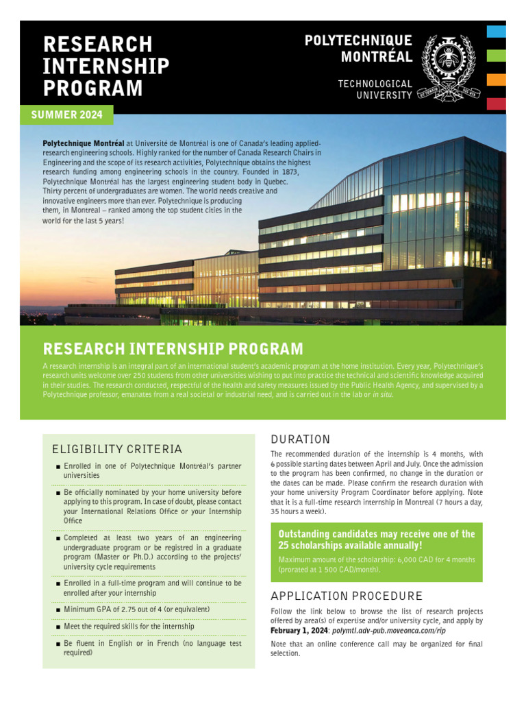 2024 Research Internship Program - Brochure | PDF
