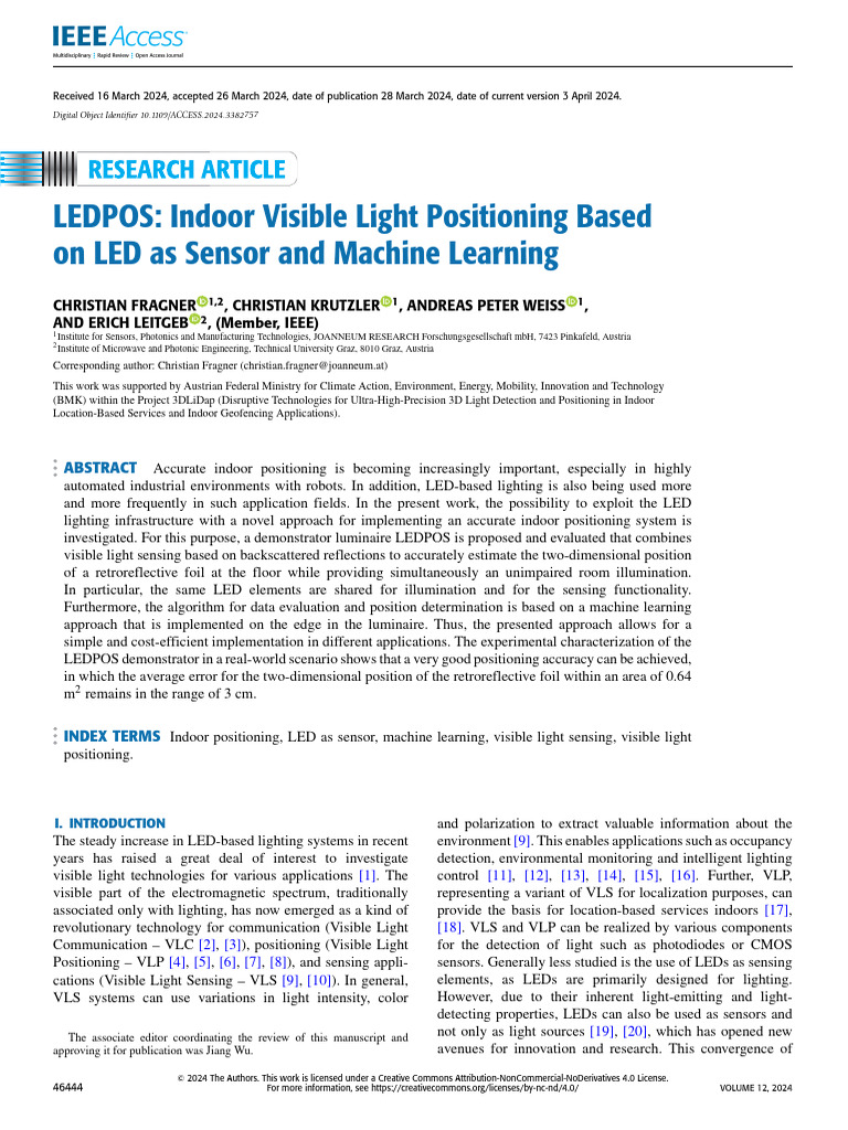 L Abhi LEDPOS Indoor Visible Light Positioning Based On LED As Sensor and Machine Learning | PDF