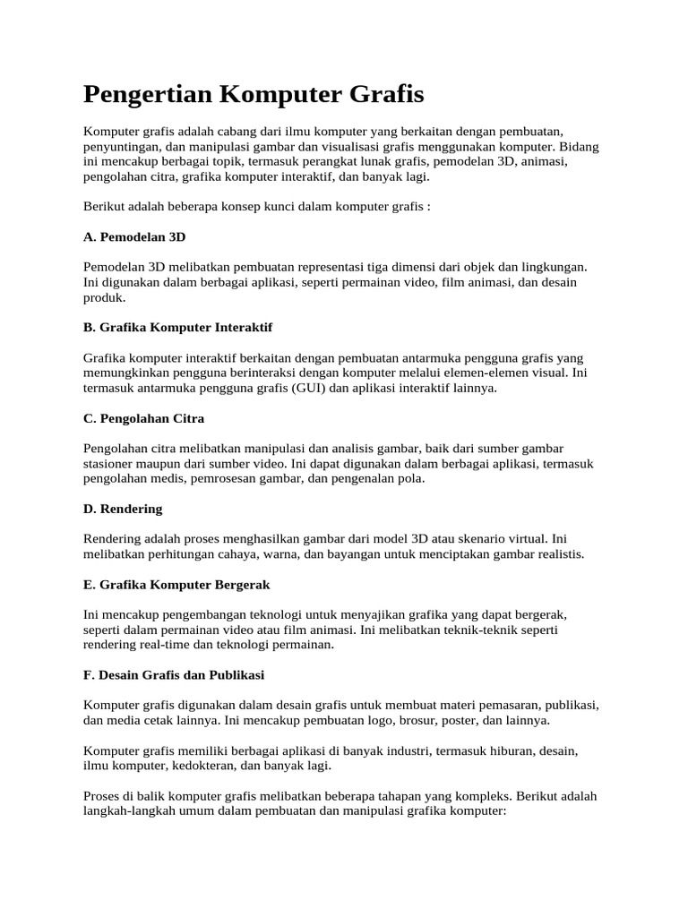 Pengertian Komputer Grafis | PDF