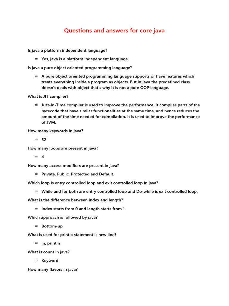 Core Java Questions | PDF Core Java Questions | PDF