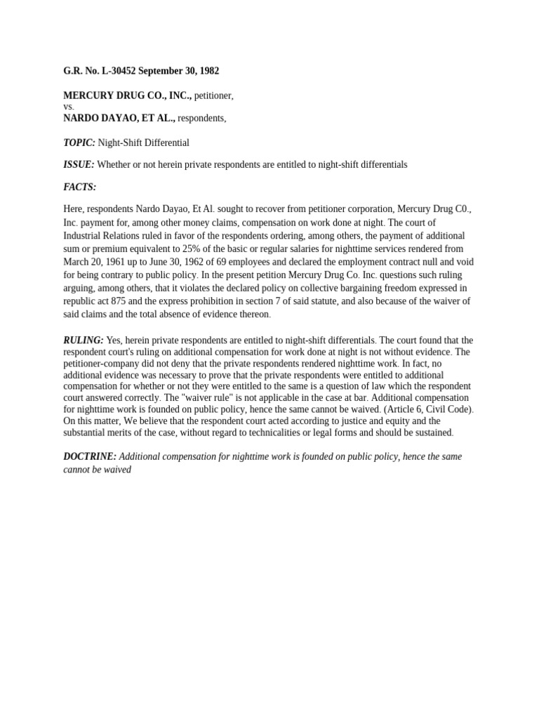 Mercury Drug vs. Nardo Dayao Digested | PDF | Law