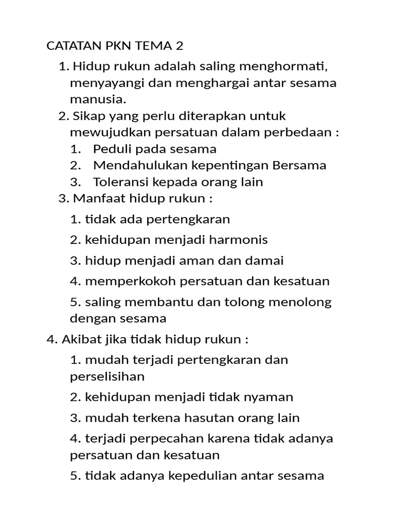 Catatan Tema 2-1 | PDF