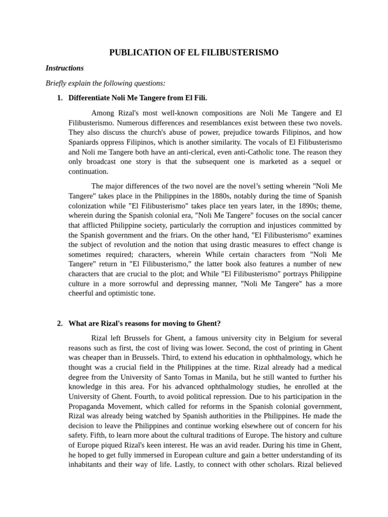 Publication of El Filibusterismo | PDF