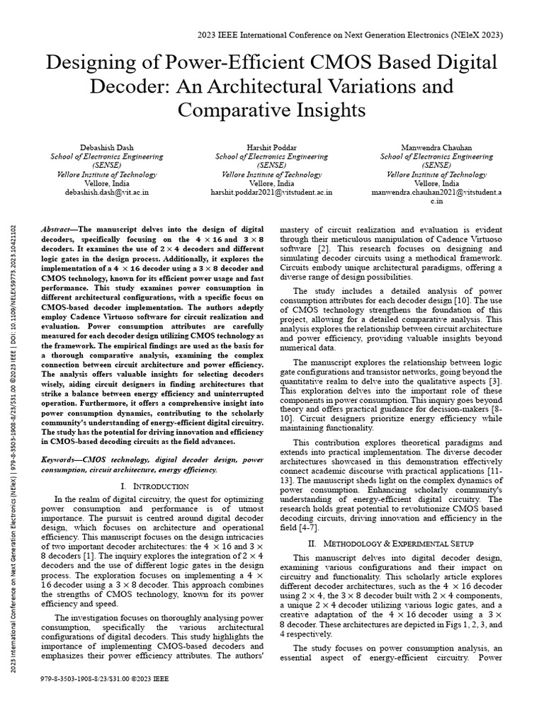 Designing of Power-Efficient CMOS Based Digital Decoder An ...