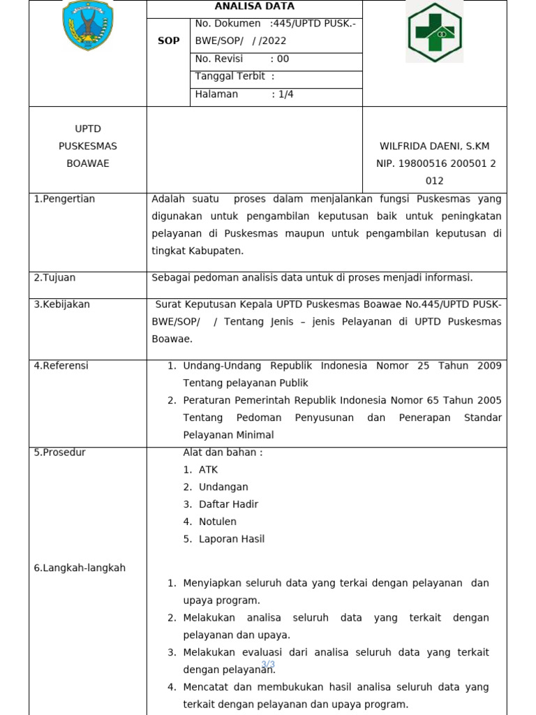Sop Validasi Data | PDF