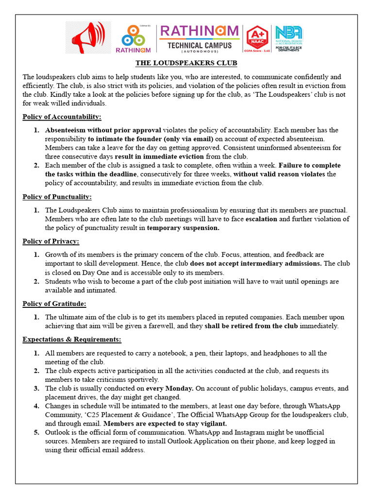 Policies of the Club | PDF