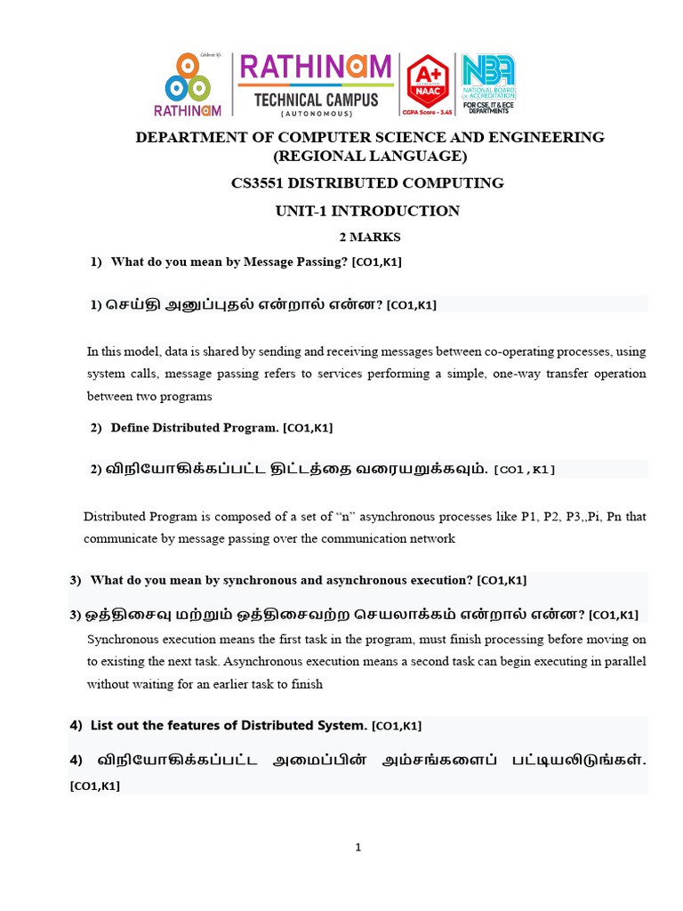 Updated Distrubuted Computing Question Bank with answer | PDF