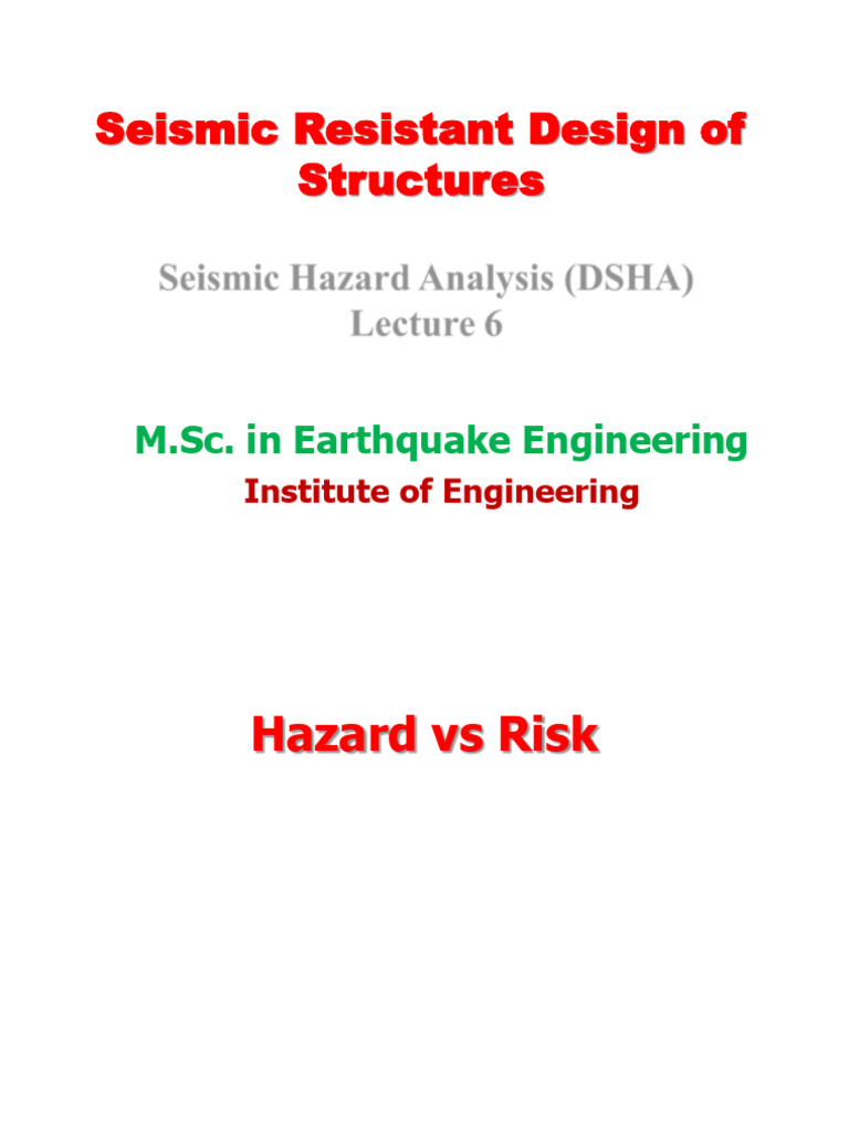 SRDS Lecture 6 Seismic Hazard Analysis (DSHA) | PDF
