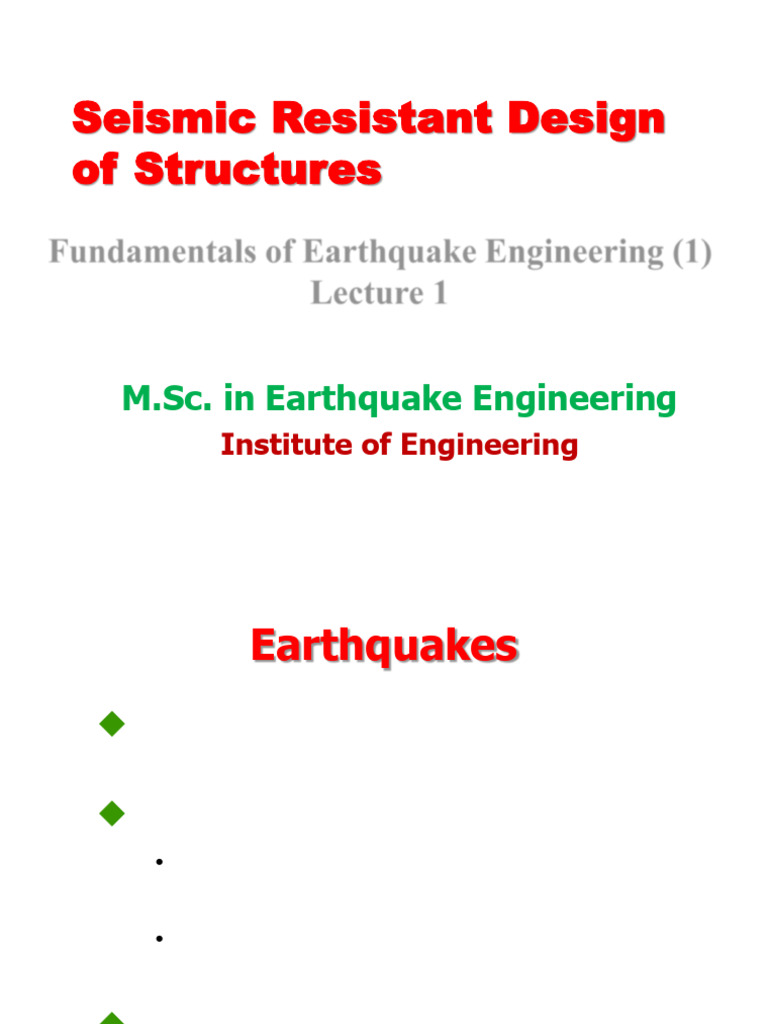SRDS Lecture 1 Fundamentals of Earthquake Engineering | PDF ...