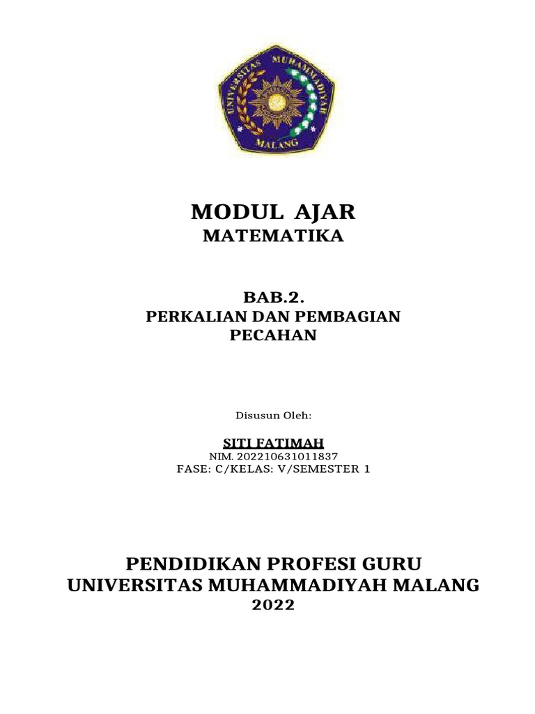 Modul MTK Perkalian Dan Pembagian Pecahan | PDF