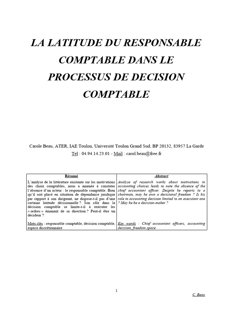 Attitude Responsable Comptable | PDF