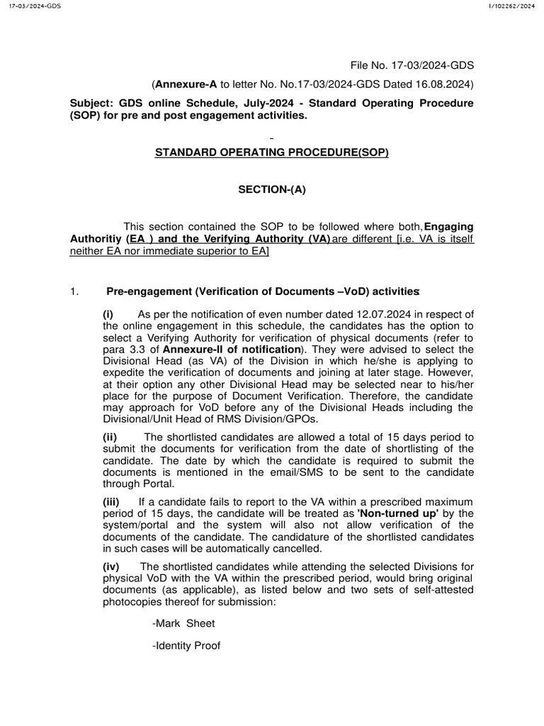 Final Approved SOP July-2024 Annexure-A | PDF