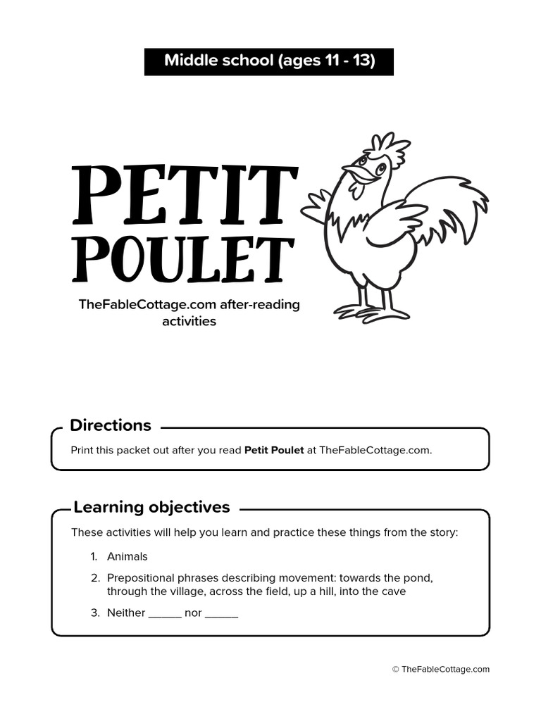 petit poulet activity pack | PDF