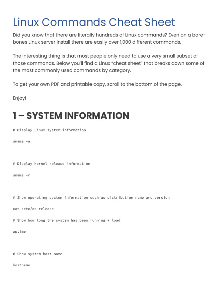 Linux Commands Cheat Sheet | PDF Linux Commands Cheat Sheet | PDF